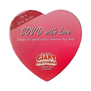 giantmicrobes covid with love heart box - spread the love with adorable heart box, includes two special edition pink and red covid plush keychains