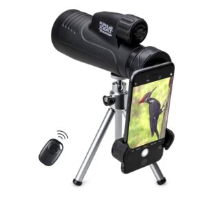 popular science by celestron outland x 12x50mm monocular with tripod, smartphone adapter, and bluetooth remote