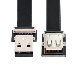 cablecc usb 2.0 type-a male to female extension data flat slim fpc cable for fpv & disk & scanner & printer 20cm