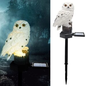 originalsourcing solar garden lights garden statues led owl solar lights waterproof owl lamp outdoors for garden decor (white)