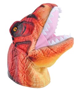 wild republic puppet, dinosaur, t-rex, 12 inches, gift for kids, plush toy, fill is spun recycled water bottles