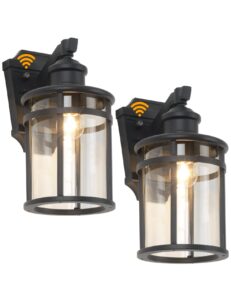 kxiemrs 2-pack dusk to dawn sensor outdoor wall lantern, exterior wall mount light fixture, matte black metal wall sconce with clear glass, e26 base waterproof for backyard, entryway, garage, garden…