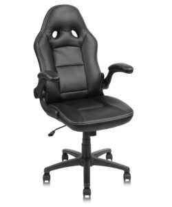 klasika computer office gaming chair, ergonomic swivel video game chairs with flip up armrest adjustable high back leather desk chair for adults women men, black