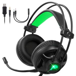 fosmon gaming headset with microphone & volume control, 3d surround strong bass over ear headphone with ergonomic headband compatible with xbox ps4 ps5 nintendo switch pc laptop desktop mac