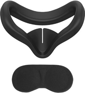 vr silicone face cover for oculus quest 2 headset with protective lens cover accessories sweat proof(black)