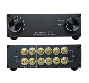 solupeak st42 4-way rca audio switch source signal input switcher selector splitter box (4 in 2 out)