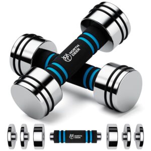 hand weight set of 2 for women 5lb pair (3lb/4lb/5lb) adjustable dumbbells with foam handles chrome home exercise gym workout (standard-finish 5lb×2)