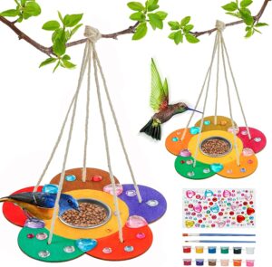 kids arts and crafts bird feeders for outside, 2-pack diy wooden paint kits outdoor toys for boys & girls age 3-5 4-8 8-12