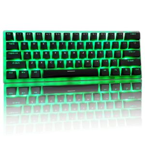 xvx womier k61 60% mechanical keyboard with pbt pudding keycap, hot swappable keyboard, partitioned rgb keyboard, dark phoenix for pc ps4 xbox (black, 61 keys, silver switch)