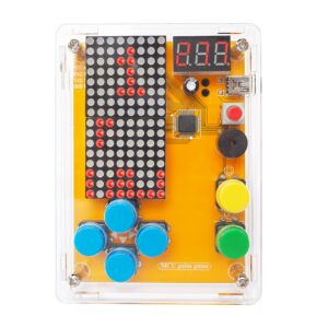 diy solder project game kit with 5 retro classic games for electronic soldering practice and learning, comfortable acrylic case and handheld size, ideal gift for family and friends by vogurtime