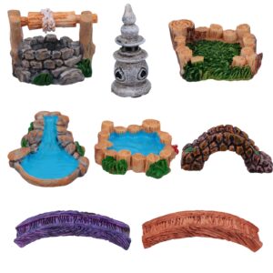 cabilock 8pcs micro landscape bridge pond fairy garden decor scenery adornment resin art crafts fairy garden accessories fairy garden crafts resin ornaments miniature landscape ornament