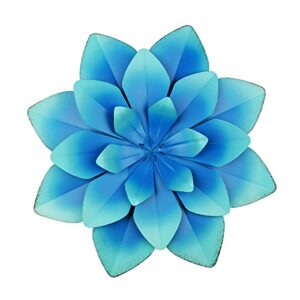 yiya 13" metal flower wall decor multiple layer flower wall art wall art decorations hanging for balcony patio porch bedroom living room garden (sky blue)