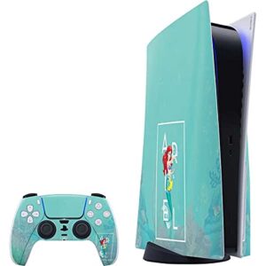 skinit decal gaming skin compatible with ps5 bundle - officially licensed disney princess the little mermaid design