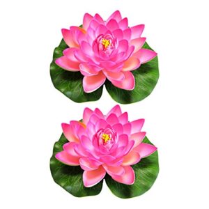 2pcs artificial floating plant water lily flower and leave pad fish landscape decoration for home garden pond pool aquarium