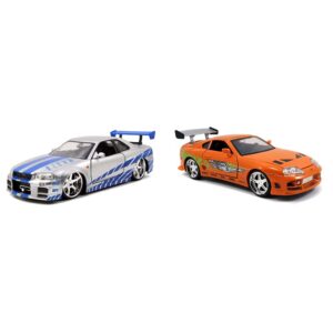 jada fast & furious coche nissan skyline gt r r34 2002, escala 1:24 + a todo gas vehículo 1/24 1995 toyota supra