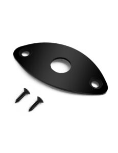 bogart guitar jack socket plate curved oval football style output jack plate compatible with les paul ibanez jackson guitar or bass with mounting screws black. (hj 003-bk)