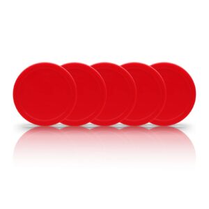 beryler 5 pack air hockey red replacement, 2.5" in diameter, thicker pucks for game tables, accessories, equipment