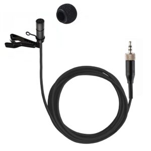 xgwth lavalier microphone omnidirectional condenser lapel mic compatible with sennheiser wireless system transmitter bodypack 3.5mm stereo female screw plug with clip & cap