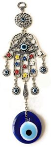 designus handmade home garden decorative blue glass metal hamsa hand evil eye wall amulet hanging macrame ornament craft