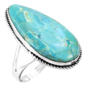 turquoise ring in sterling silver 925 & genuine turquoise (turquoise, 7)