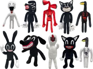 poprore 10 pcs siren head plush toys siren head family portrait full set plush toys cartoon dog cartoon cat plush toys for home party gift birthday gift