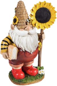 gnome statue bumble bee gnome ornament resin scandinavian gnomes figurine dwarf statue for garden lawn yard home bee day decoration - sunflower