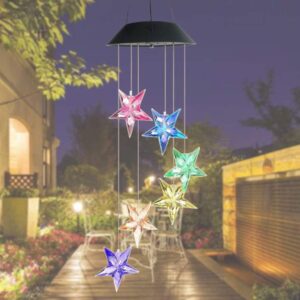 uonlytech outdoor decor outdoor decor color changing wind chime, solar star wind chime light wind bell lights star light for trees outdoor solar lights outdoor solar lights outdoor