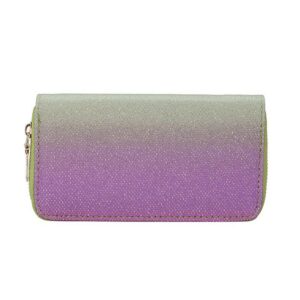 loxepur sweet gradient color purse zipper multi-card pocket wallet (purple)