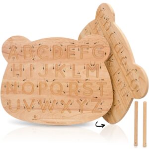 wooden alphabet tracing board - abc learning for toddlers - letter tracing for kids ages 3-5 - montessori toys for 4 year old - alphabet learning toys - homeschool supplies - wooden letters - waldorf