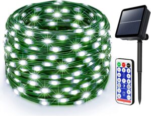 solar string lights outdoor waterproof, 500 led 164ft solar fairy lights christmas decoration lights 8 modes timer patio lights for xmas tree garden yard wedding holiday party camping(cool white)