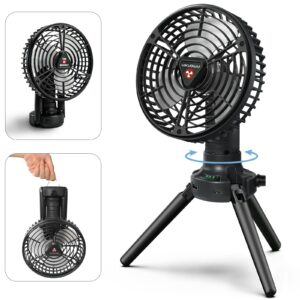 conbola portable battery operated fan with led lantern, 270° oscillating fan 10400mah outdoor small rechargeable camping fan, personal desk fan with hanging hook for tent, bedroom, office