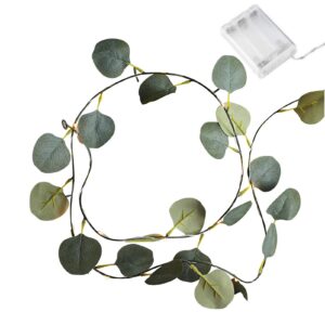 bwwnby artificial leaf foliage rattan string lights vine fairy lights 6.5ft 20 led copper wire battery powered decor for home kitchen garden office wedding wall