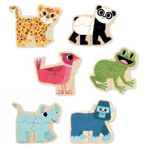 djeco mix & match animal magnets - silly creatures, endless fun for home, school or gifts - fun & creative for family & friends, educational wooden toys for preschool, kids 2+