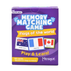 menique, flags of the world, memory matching game