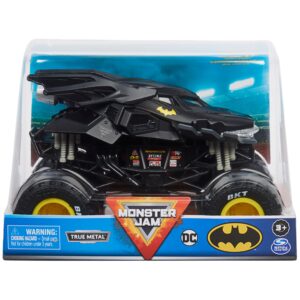 monster jam official batman monster truck - retro batmobile collector 1:24 scale die-cast vehicle - chrome rims and bkt tread tires for use in all playsets - collectible for fans & birthday parties