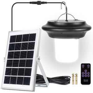 jackyled solar shed lights, 3300mah hanging light with remote control & 16.4ft extension cord for chicken coop gazebo carport pergola garden, 6000k cool white