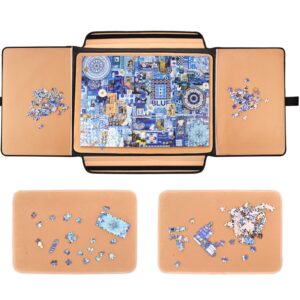 1500 pieces jigsaw puzzle board, portable puzzle board, jigsaw puzzle table board, puzzle keeper puzzle caddy with sorting trays & detachable board,non-slip surface