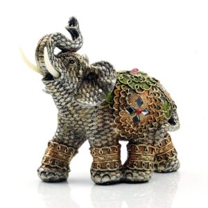 elephant statue, lucky elephant statue sculpture wealth figurine gift home decoration (rattan, left)