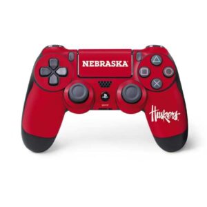 skinit decal gaming skin compatible with ps4 controller - officially licensed university of nebraska red design