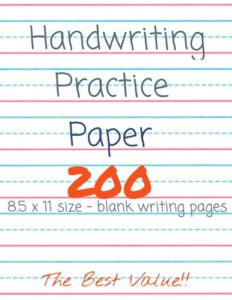 handwriting practice paper for kids: dotted lined notebook for kids, 200 pages, 8.5x11 size, blank handwriting practice pages for kids