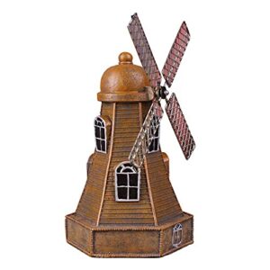 creative retro home decor dutch windmill statue handmade resin crafts, 10.4 inch tall, gifts for friends(windmill-yellow)