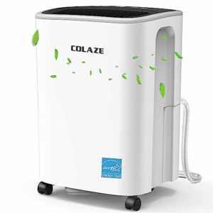 2500 sq. ft 30 pint dehumidifier, colaze dh01 energy star dehumidifiers with drain hose for home basement bedroom bathroom, auto defrost & overflow & timer & dry function with 0.66 gal bucket