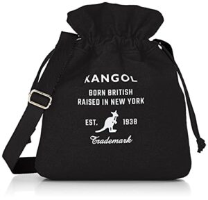 kangol shoulder bag, thick cotton canvas, drawstring bag, black