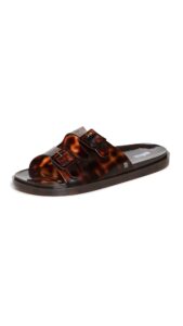 melissa women's wide sandals, brown/tortoise, 7 medium us