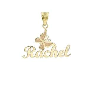 certified 14k yellow gold personalized name butterfly pendant custom made any name