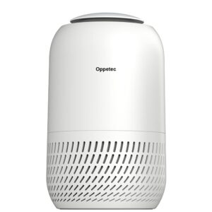 oppetec air purifier for home, h13 hepa air cleaner with sleep mode night light speed control for bedroom office living room kitchen-white color