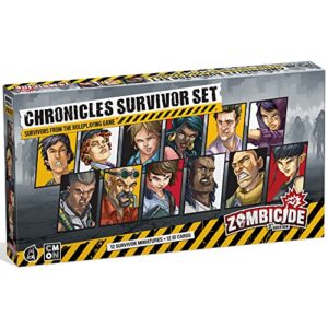 cmon zombicide 2nd edition chronicles survivor set - expand your survivor roster with 12 unique, highly-detailed miniatures! cooperative strategy game, ages 14+, 1-6 players, 1 hour playtime, made