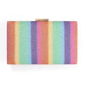 elabest rainbow evening clutch bag chic handbag money purses sparkly sequin crossbody shoulder cocktail party bags (colorful)