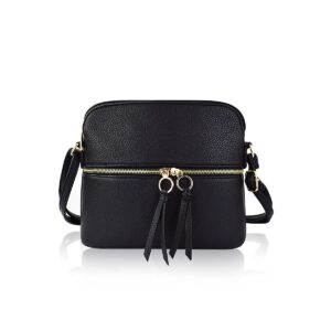 la dearchuu leather crossbody bag for women crossbody purse, messenger crossbody with buckle, crossbody handbag shoulder bags, black