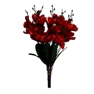 fivetrees artificial magnolia flower 2pcs bridal wedding bouquet cloth plastic fake wedding flower bouquet for wedding party home office garden bridal hydrangea decor anniversary pool party (red)